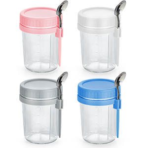 Amazon.com: DRKIO 4 Pack Overnight Oats Containers with Lids and Spoons 16 Oz Glass Mason Jars ...