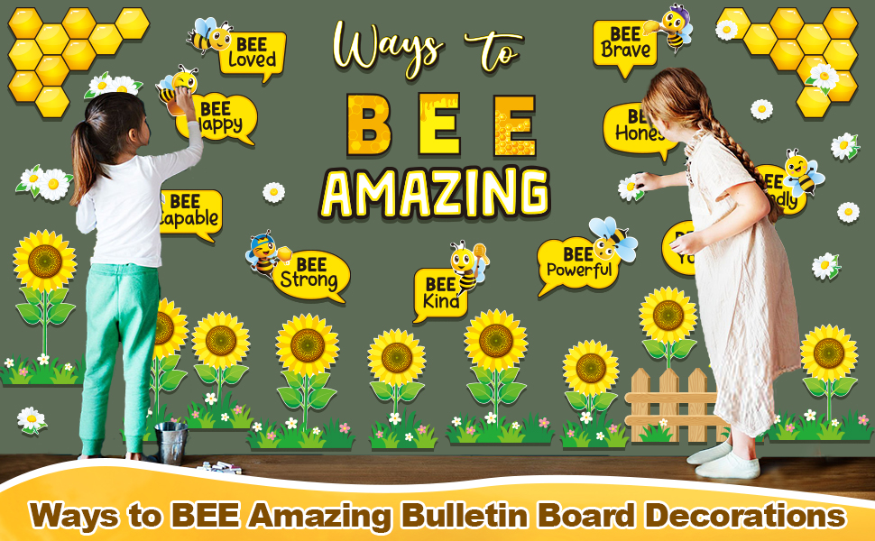 Amazon.com: 60 Pieces Bee Healthy Bulletin Board Decorations - Bee Hive ...