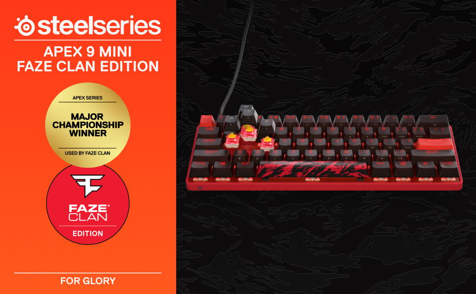 Amazon.com: SteelSeries Apex 9 Mini: Faze Clan Edition — HotSwap Optical Keyboard – 60% Compact ...
