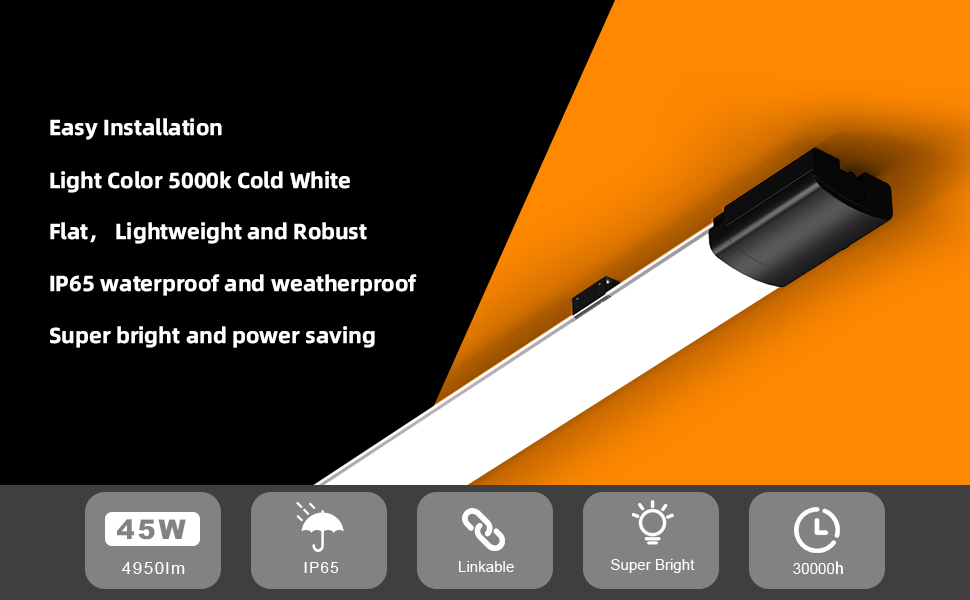 Modlicht Néon LED 150CM Réglette LED Connectée 45W 4950Lumen Blanc Froid 5000K Tube Néon, IP65 ...