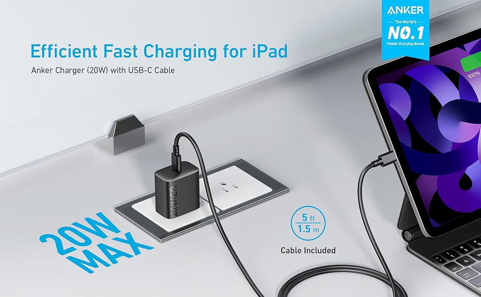 Amazon.com: Anker 20W USB-C Fast Wall Charger for iPhone 16/15 Series, iPad Pro/AirPods Pro 2 ...