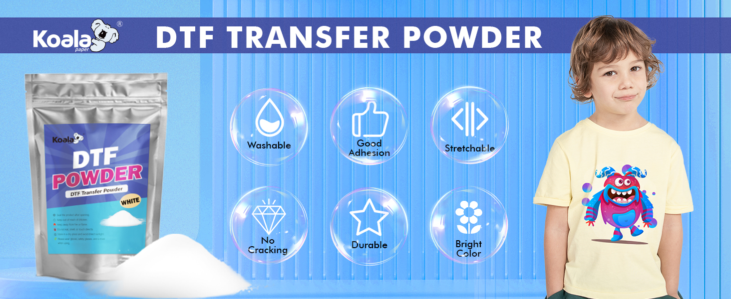 Amazon.com: KOALA PAPER DTF Powder 1000G/35.3 oz Coarse White Hot Melt Adhesive DTF Transfer ...