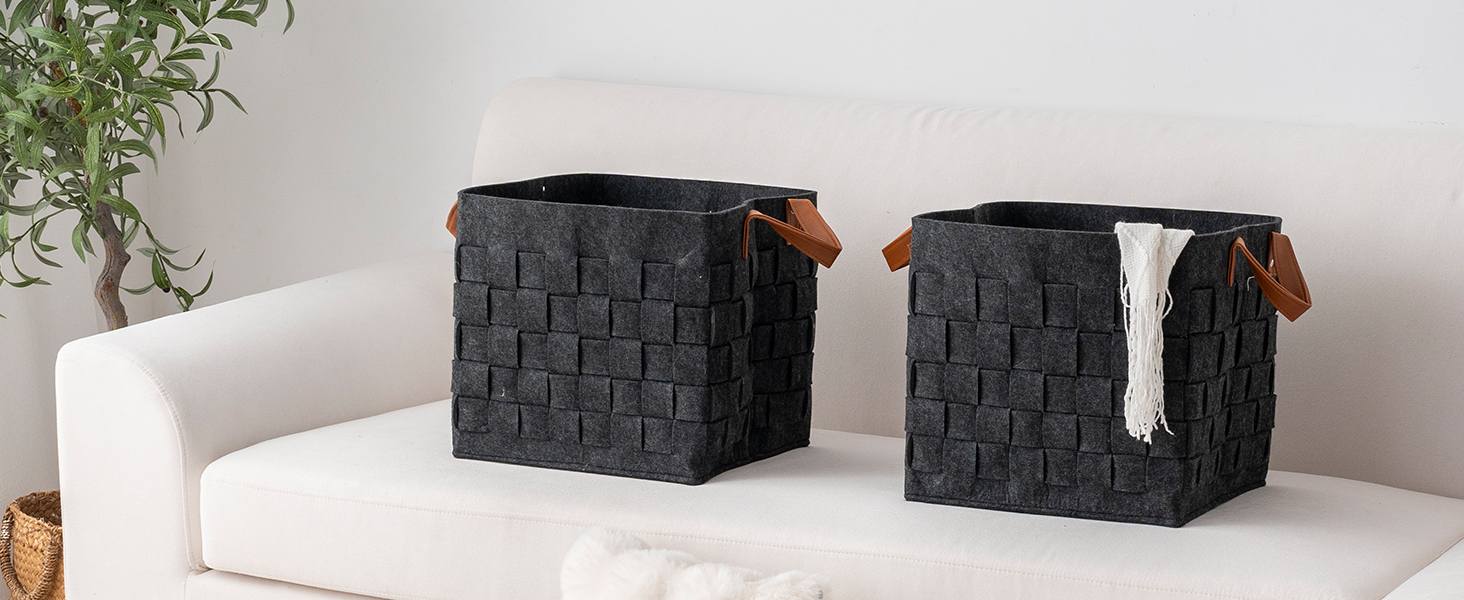 Amazon.com: boldmonkey Storage Basket 3 Pack, 13" x13" x13 Large ...