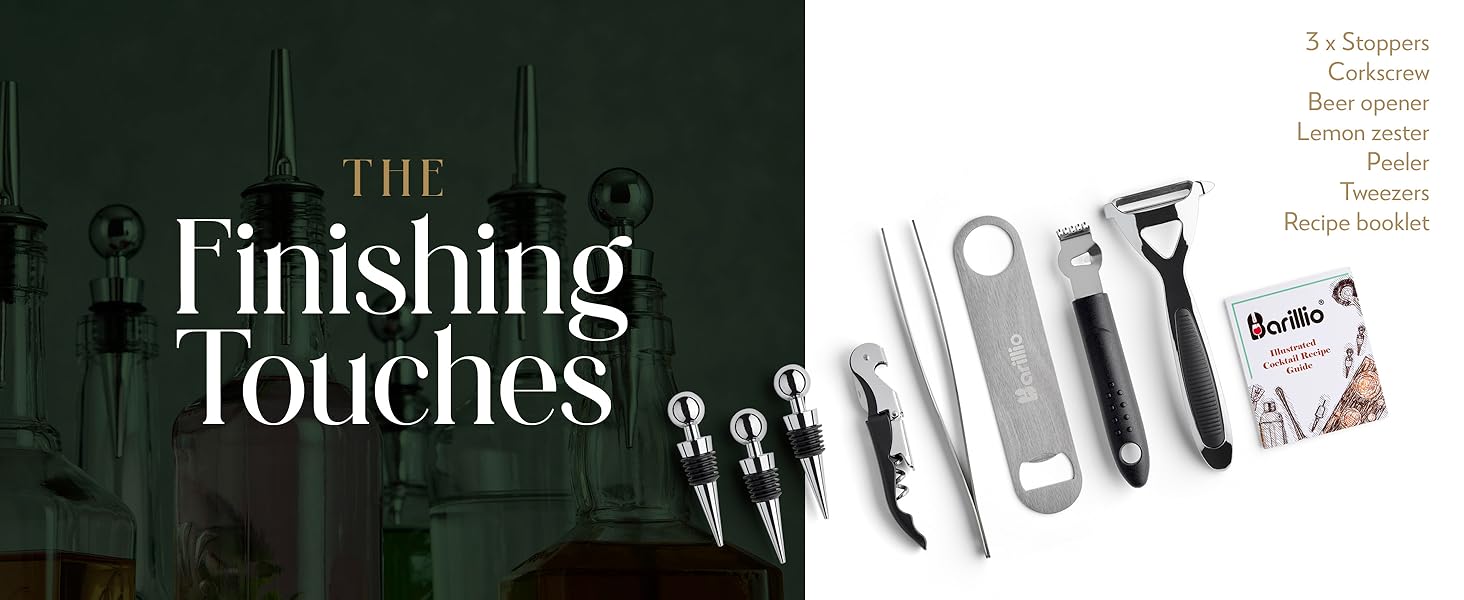 Amazon.com: Barillio Bar Tool Set Pro Edition - Stainless-Steel Cocktail Shaker Set - Mixology ...