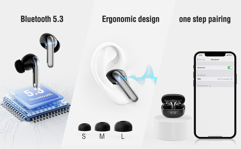 Amazon.com: Wireless Earbuds, Bluetooth 5.3 Headphones 40H Playtime ...