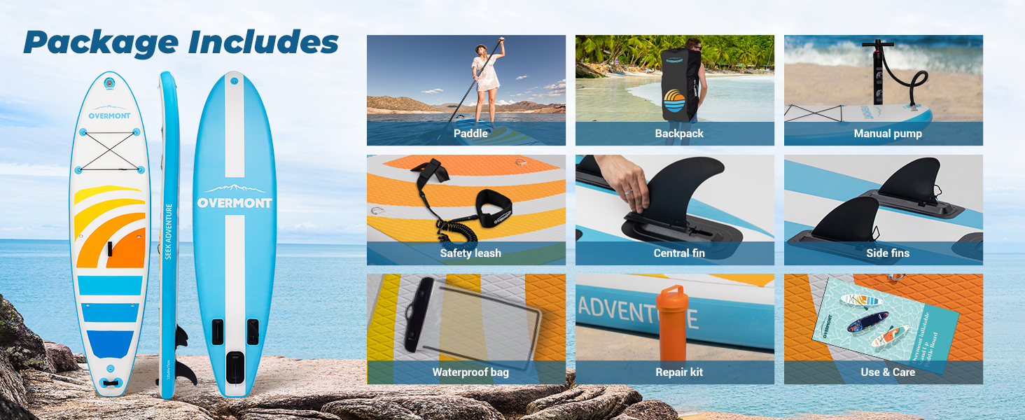 Overmont Inflatable Stand Up Paddleboard Non-Slip Lightweight ...