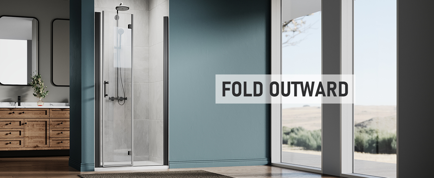 ELEGANT Frameless Bifold Shower Door 34 in.W x 72 in.H Pivot Swing Shower Doors with 1/4 in ...