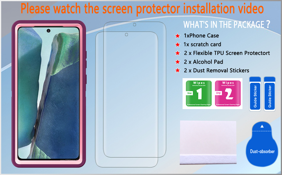 Amazon.com: HONG-AMY for Note 20 Case, Galaxy Note 20 Case with Self Healing Flexible TPU Screen ...