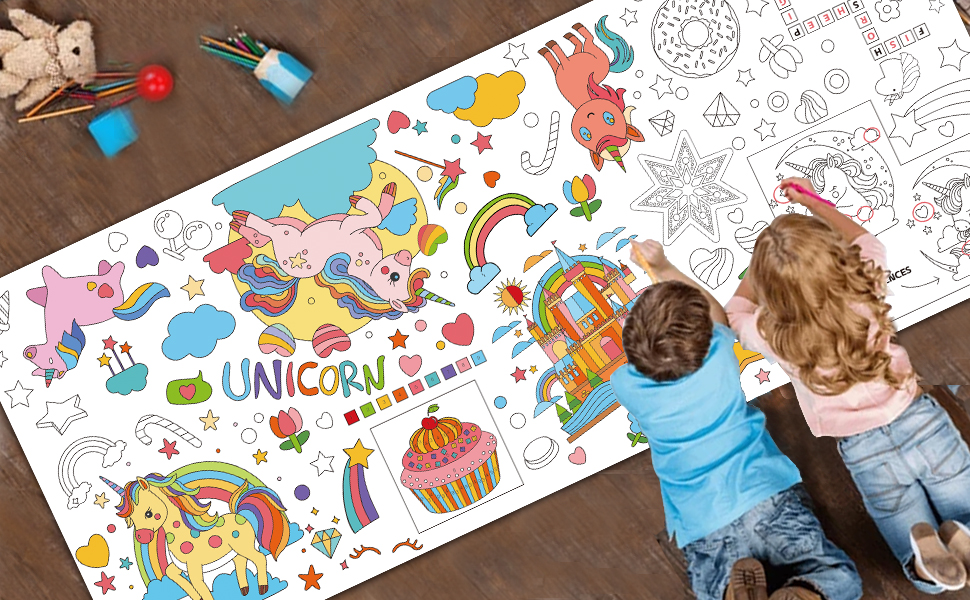 Amazon.com: TEIASA Giant Coloring Tablecloth - 31x72 Inches Unicorn ...