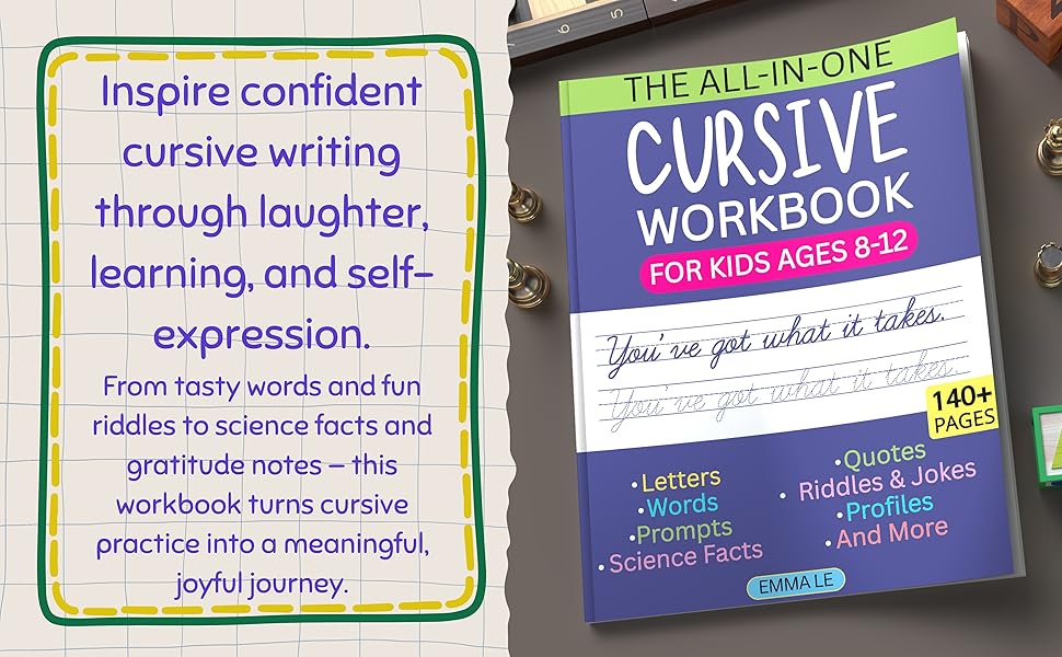 The All-In-One Cursive Workbook for Kids Ages 8-12: Improve Handwriting with Fun and Engaging ...