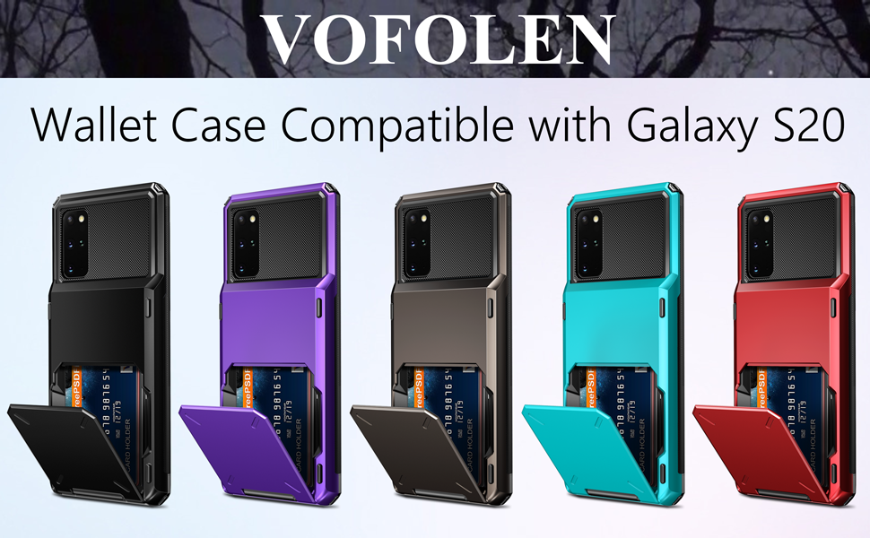 Amazon.com: Vofolen for Galaxy S20 Case Wallet Credit Card Holder 4-Card Slot Hidden Flip Back ...