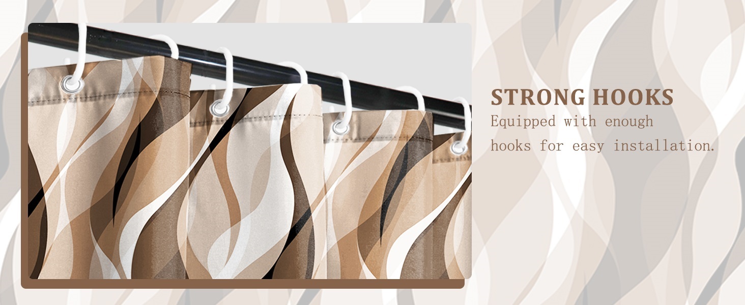 Amazon.com: Ruelvth Brown Shower Curtain, Modern Abstract Grey and Brown Striped Shower Curtain ...