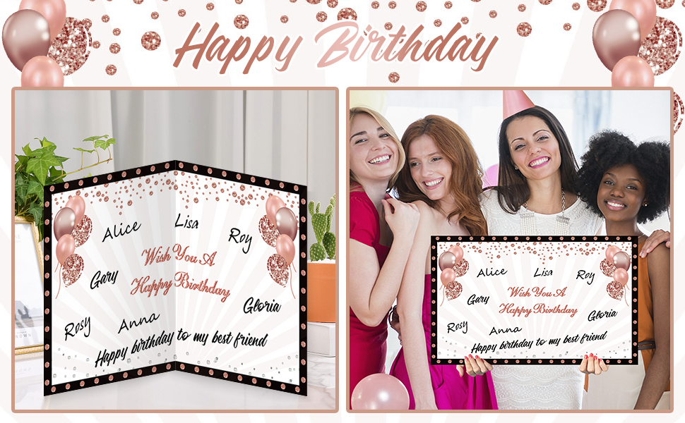 Amazon.com : Kuxriox Large 50th Birthday Card With Envelope, Extra Big Guest Book Rose Gold ...