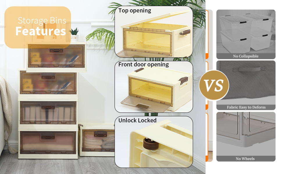 Amazon.com - HMINYIYI 1 Pack Collapsible Stackable storage bins with ...