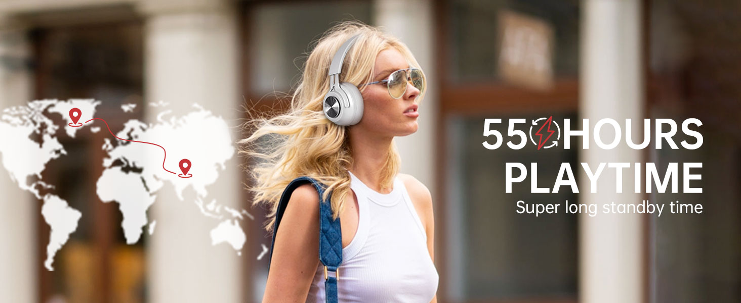 Amazon.com: FINGERTIME Bluetooth Headphones Over-Ear, 60H Playtime and with Low Latency Wireless ...