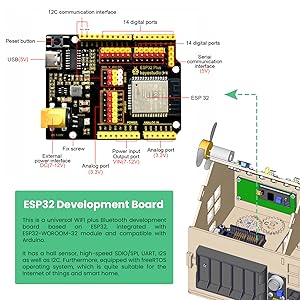KEYESTUDIO ESP32 Smart Home IoT Kit Compatible avec Arduino IDE, avec ESP32 Board, Python C ...