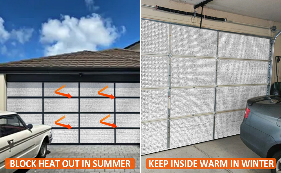 BOOROH Garage Door Insulation Kit Fits 18' x 8', 16 Pcs Garage Door Insulation Panels 24" x 48 ...