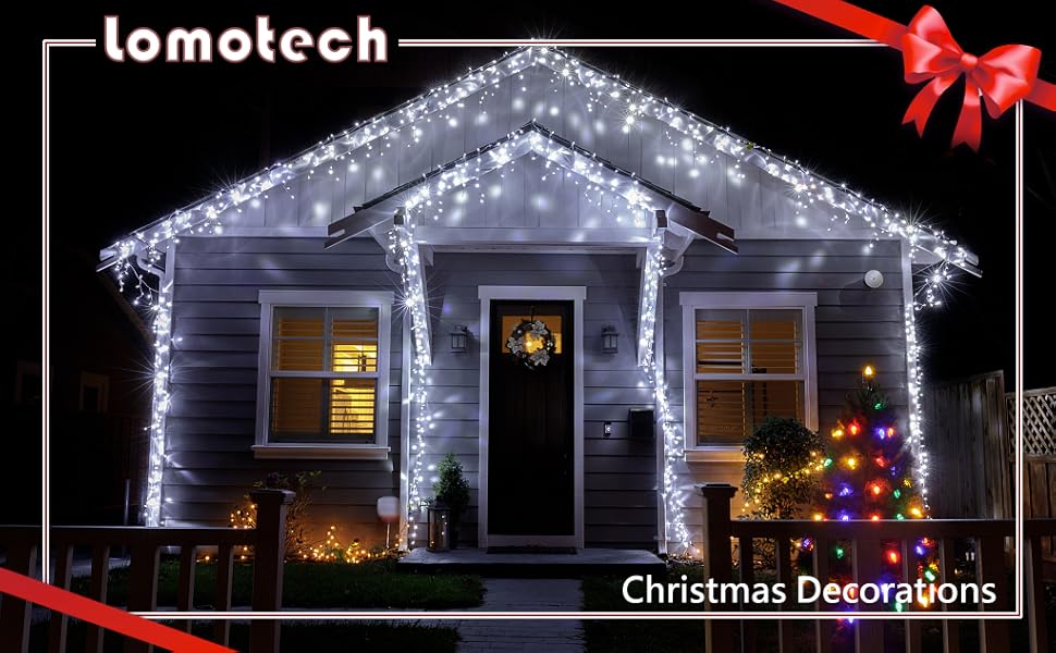 Lomotech Christmas Icicle Lights - 32Ft 8 Modes Waterproof Christmas ...