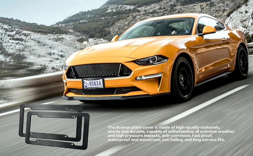 Amazon.com: Zlirfy 2 Pack Carbon Fiber License Plate Frame,Car Plate Frame Front and Rear Slim ...