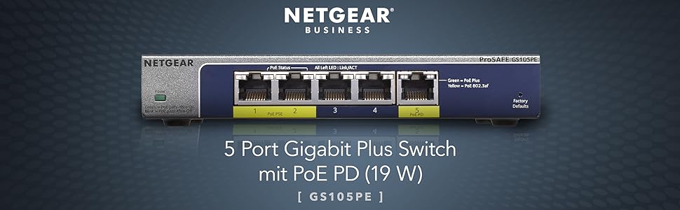 NETGEAR GS105PE 5-Port Gigabit Ethernet LAN PoE Switch Smart Managed Plus: Amazon.de: Computer ...