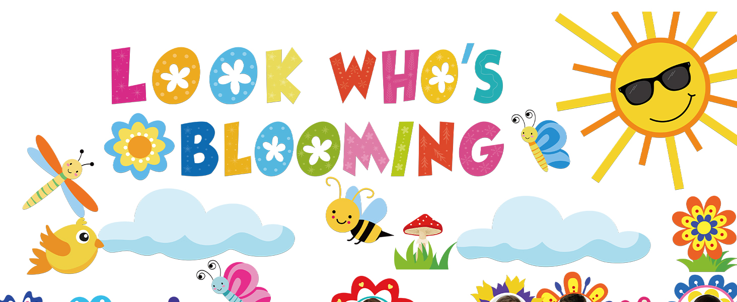 Amazon.com : 88Pcs Spring Bloom Flower Bulletin Board Decorations Set ...