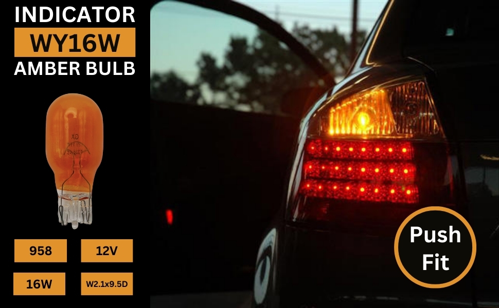 Tek Automotive 958 WY16W Amber Car Light Bulbs, Orange Indicator Bulbs ...