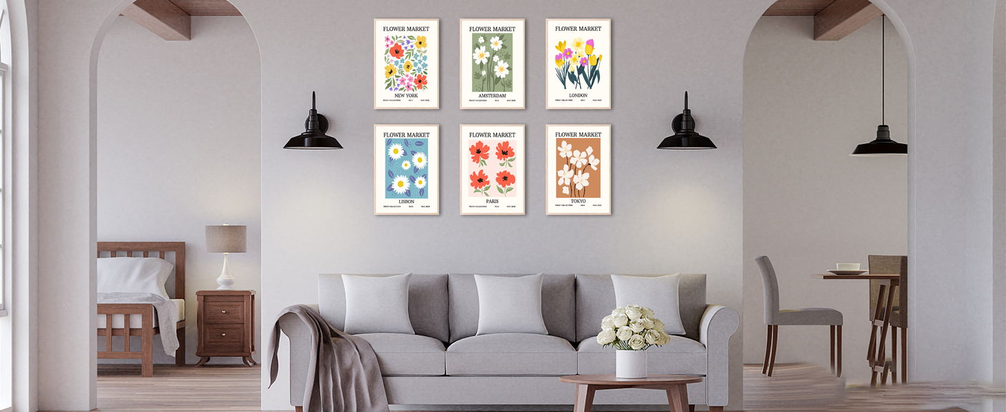 Amazon.com: RETRART Flower Market Poster Set of 6, Abstract Flower ...