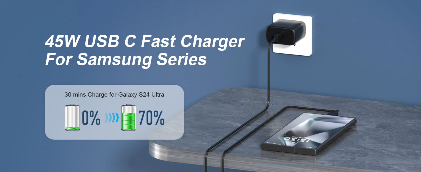 Amazon.com: Samsung 45W USB C Fast Charging Block Type C Wall Plug Charging Brick for Samsung ...