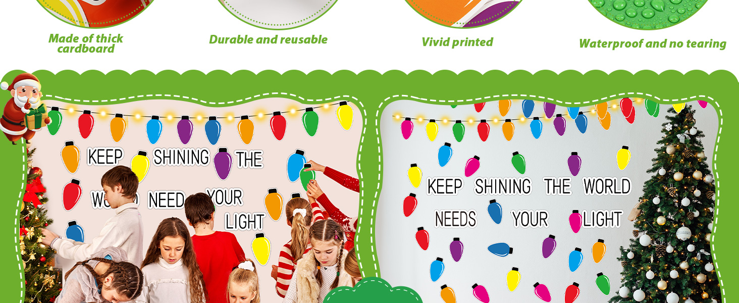 Amazon.com: ZOIIWA 105 Pieces Christmas Light Bulbs Bulletin Board Set ...