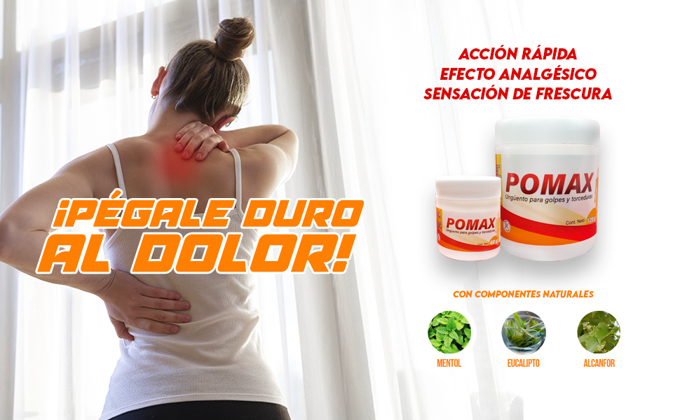 POMAX, pomada, crema, para dolores musculares, golpes y torceduras, alivio al instante, 120 g ...