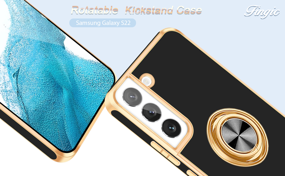 Amazon.com: Fingic Compatible with Samsung Galaxy S22 Case with Ring Stand, [360° Rotatable Ring ...