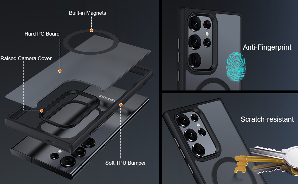 Amazon.com: Oterkin Magnetic for Samsung Galaxy S24 Ultra Case[Compatible with Magsafe] with ...