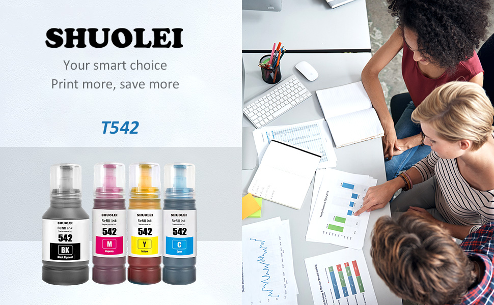 SHUOLEI 542 Ink Compatible Refill Bottle Ink 542 T542 Work for EcoTank Pro ET-5150 ET-5170 ET ...