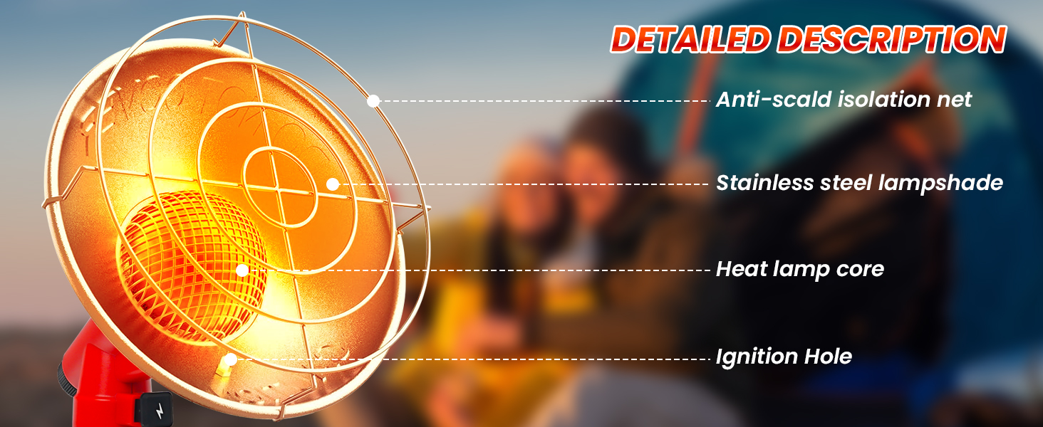 Mosoyolo Propane Heater Camping 6500 BTU Small Portable Propane Heater with Electric Igniter ...