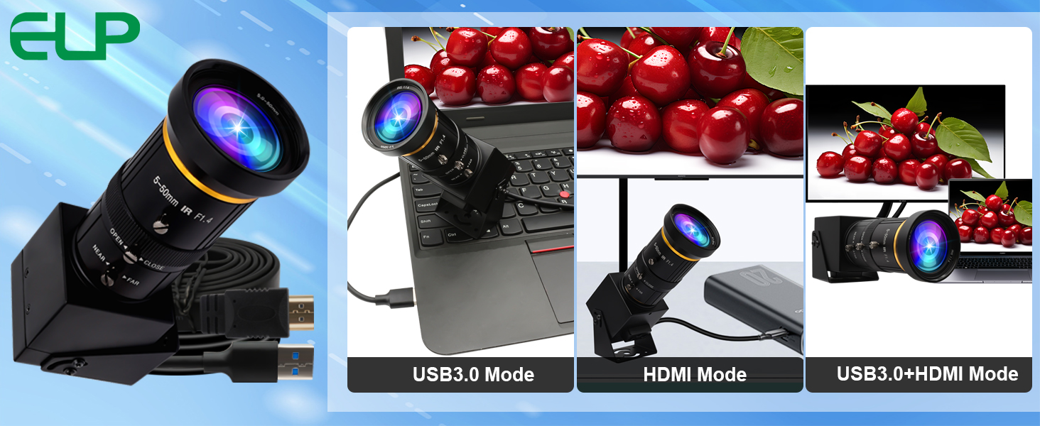 Amazon.com: ELP 4K 60fps USB3.0 Webcam - HDMI & USB Output, Dual ...