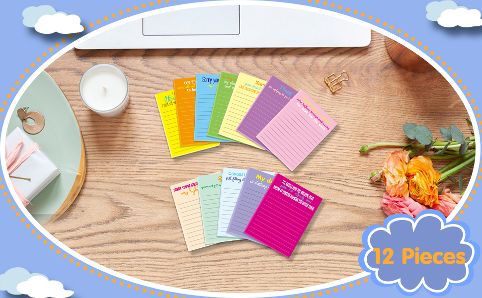 Amazon.com : Funny Sticky Notes 12 Pads Office Supplies with Sarcastic ...