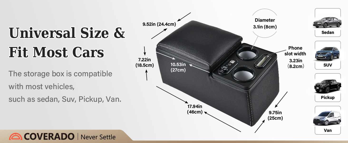 Amazon.com: Coverado Car Center Console, Universal Rear Bench Seat Console, Back Seat Car ...