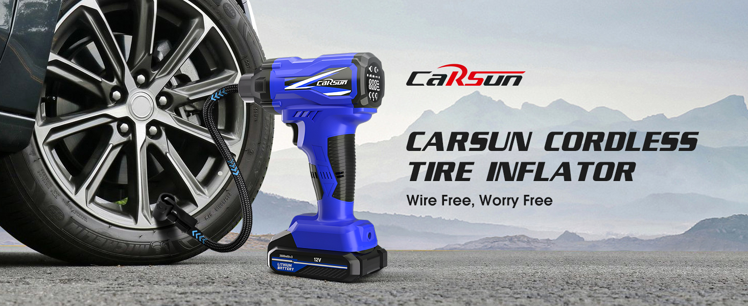 Amazon.com: CARSUN Tire Inflator Portable Air Compressor, Cordless Car Tire Pump with ...