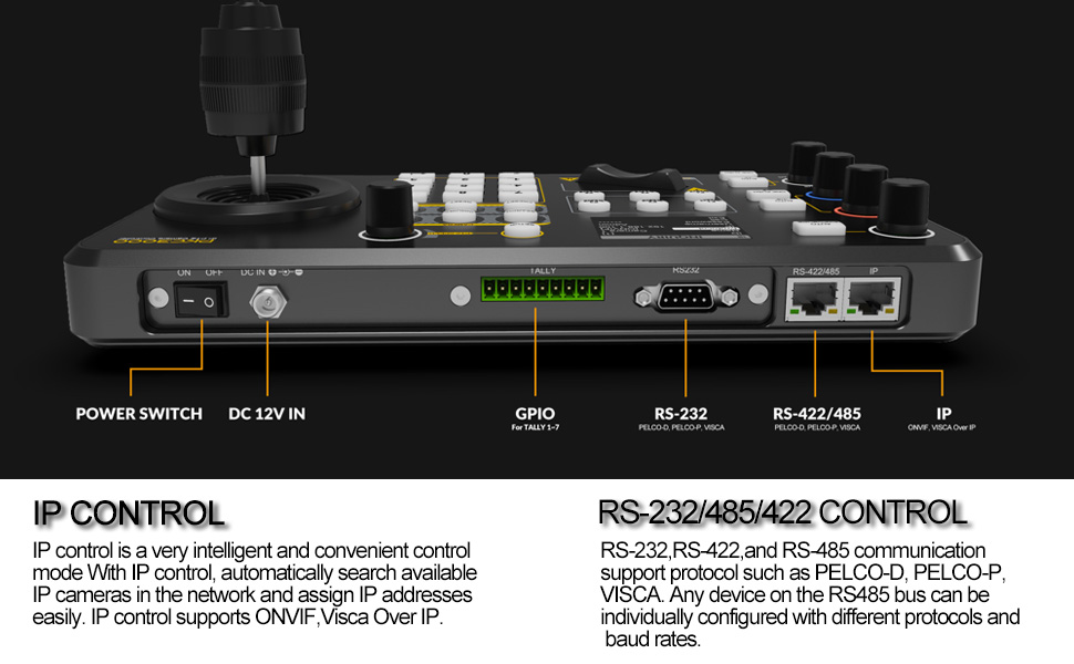 Amazon.com: AVMATRIX IP & Serial PTZ-Camera-Controller PoE NDI PTZ Controller Keyboard with 4D ...