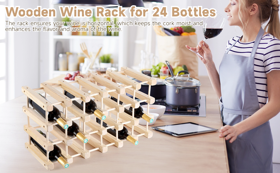Amazon.com: Wine Racks Countertop, 24 Bottles Capacity Wine Rack Free Standing Floor, DIY ...