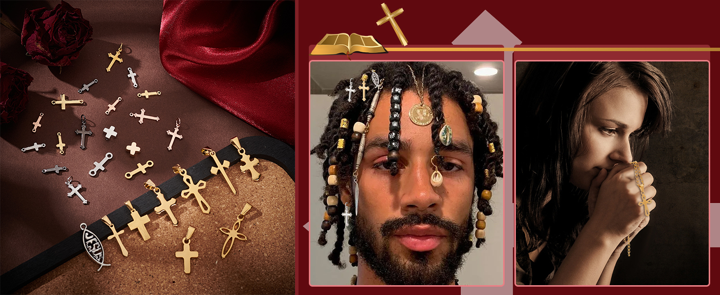 Amazon.com: PH PandaHall 80pcs 4 Colors Cross Pendant Links Metal Cross Charms Connectors Double ...