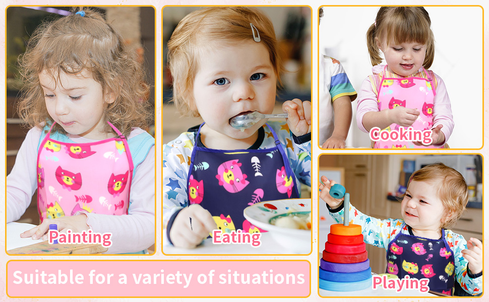 Amazon.com: Casoty 2 Pack Kids Aprons, Waterproof Children Art Smock ...