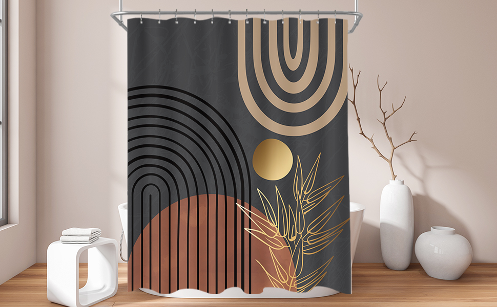 Amazon.com: KOMLLEX Dark Brown Abstract Boho Shower Curtain for Bathroom Decor 60Wx72H ...