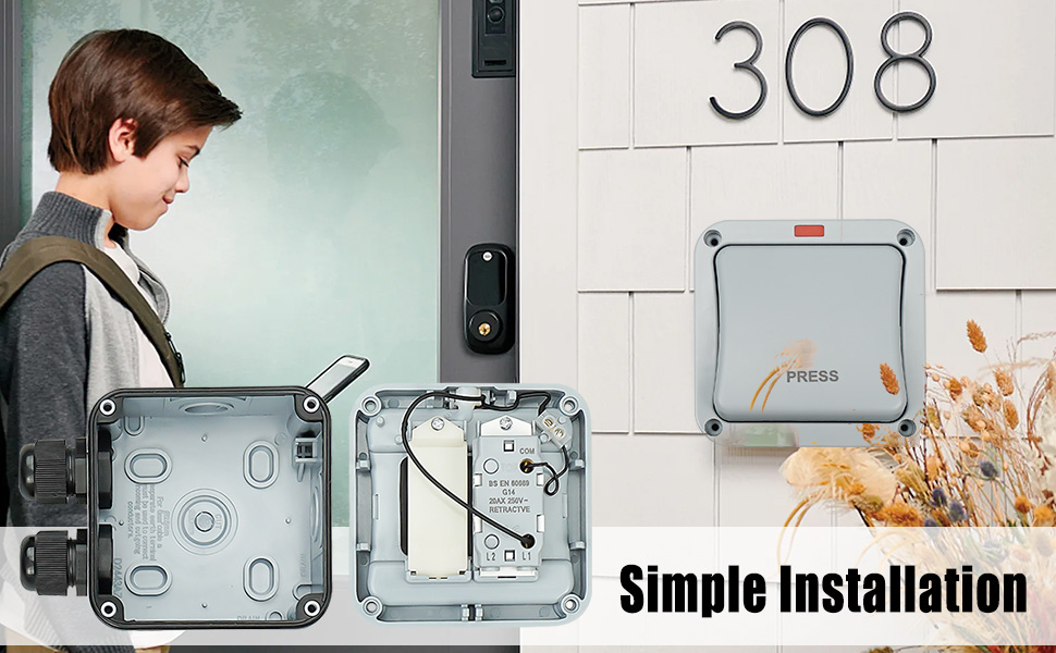 Waterproof Wall Push Button Release Switch, Garage Door Opener Surface Mounted Fit for Automatic ...