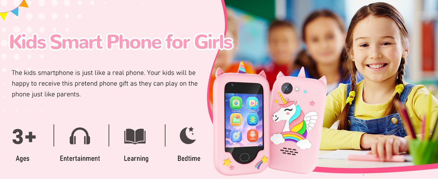 Amazon.com: Gocina Kids Smart Phone for Girls - Toy Phone for Kids Age ...