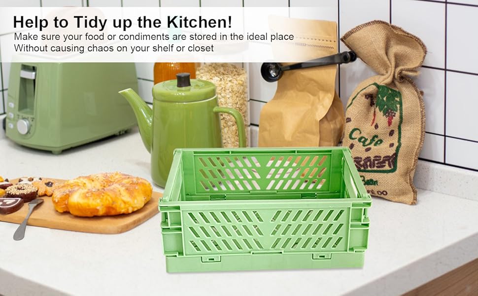 Plastic Folding Baskets, Small Basket Organizer for Desk, Collapsible ...