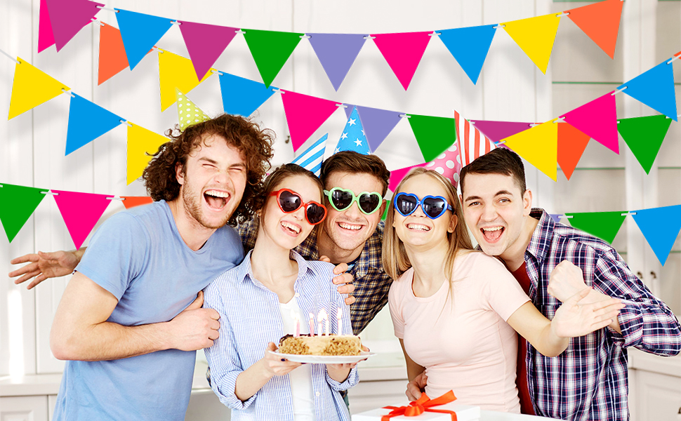 Amazon.com: 4 Pack Triangle Flag 20 Feet Colorful Pennant Banner ...