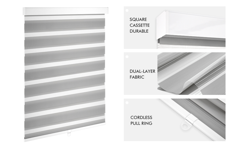 Amazon.com: Lululand Custom Size Free-Stop Cordless Zebra Shades with Modern Design -Double ...