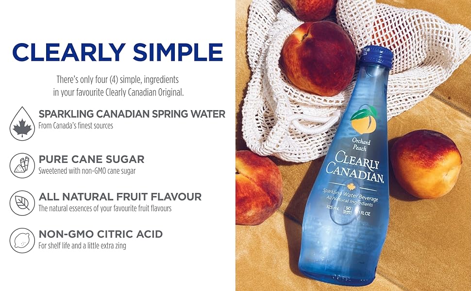Amazon.com : Clearly Canadian Orchard Peach Sparkling Spring Water Beverage, Natural ...
