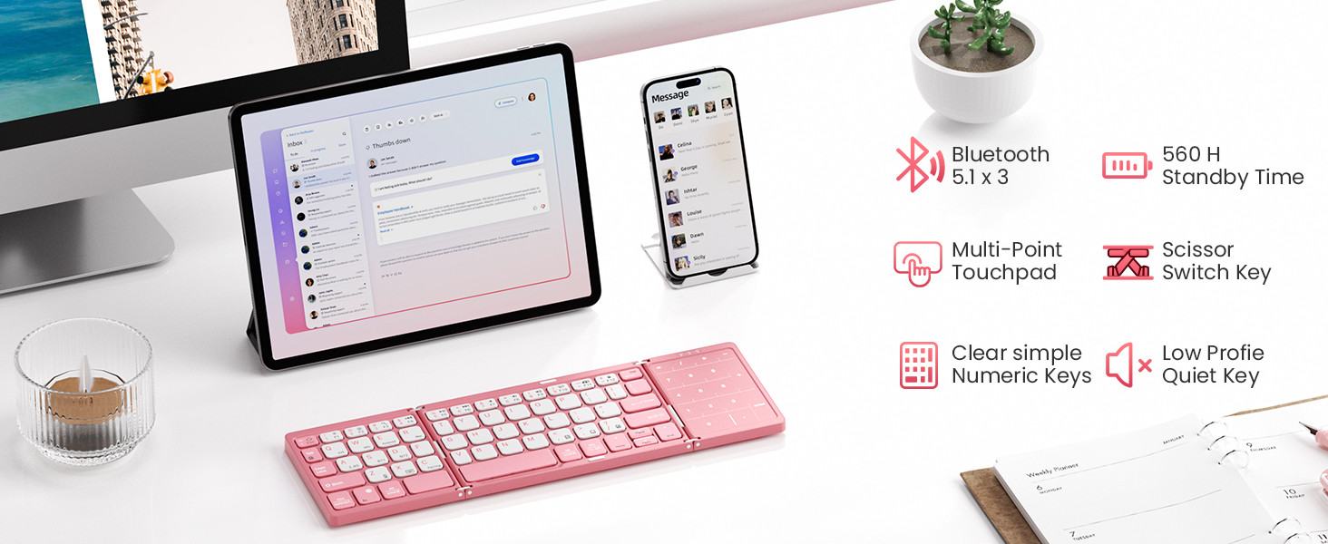 Artciety Foldable Bluetooth Keyboard Folding Portable Wireless Keyboard With